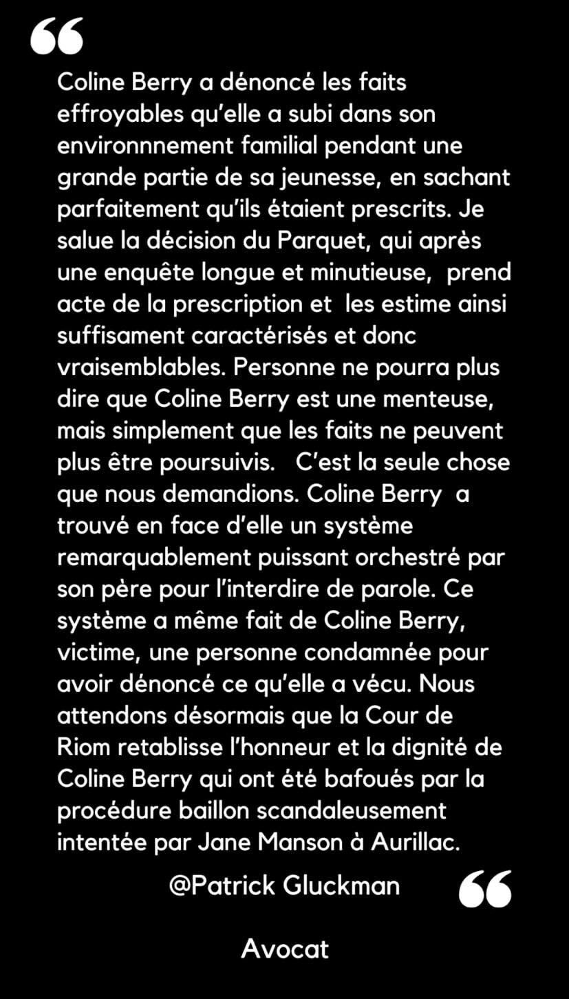 Affaire Richard Berry : après le classement sans suite de sa plainte, Coline Berry sort du ...